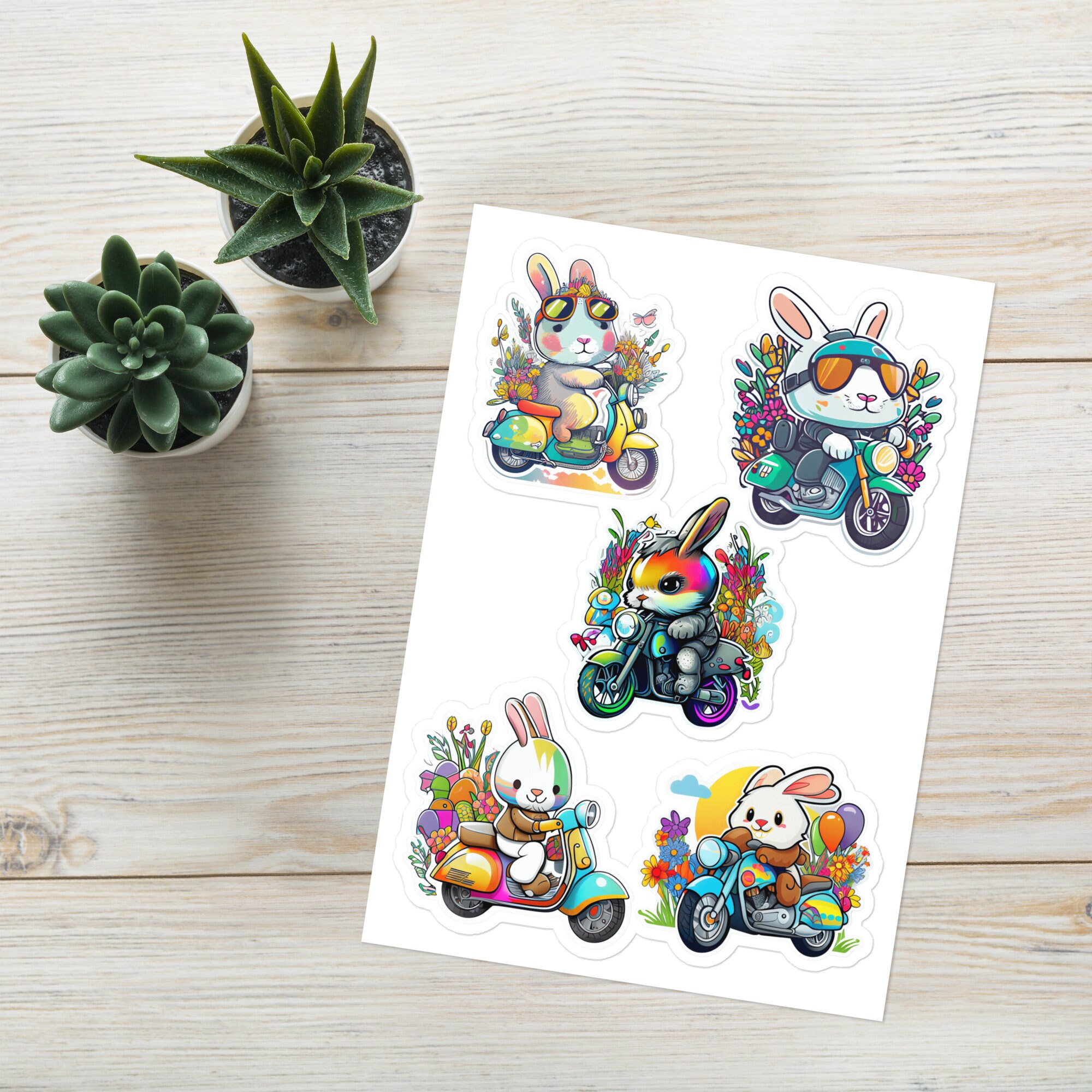 5 Awesome Easter Bunny Biker Stickers Pack for your Collection ...