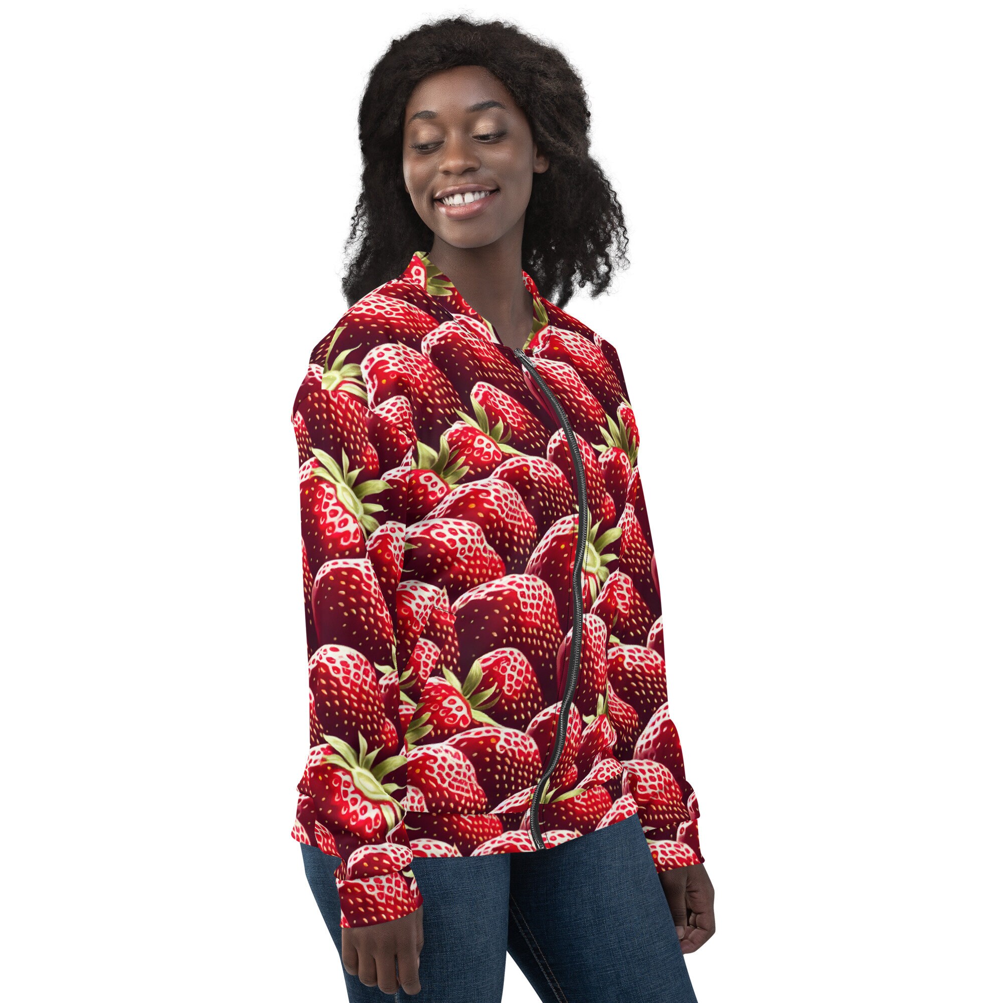Trendy Fruit Print Bomber Jacket, Versatile Outerwear for All Seasons ...