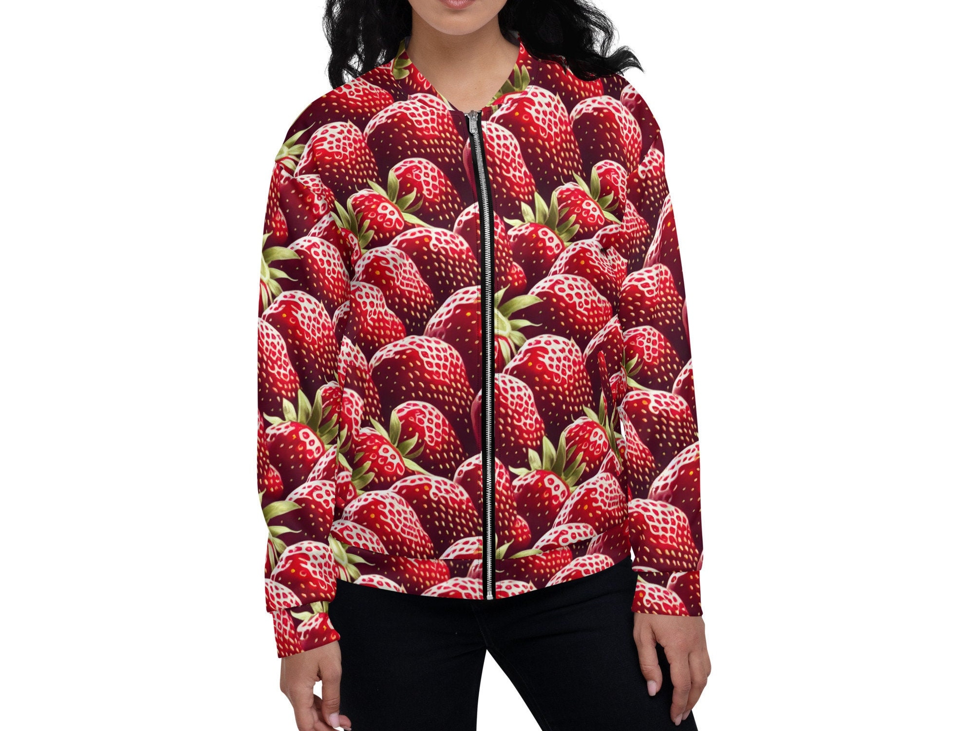 Trendy Fruit Print Bomber Jacket, Versatile Outerwear for All Seasons ...