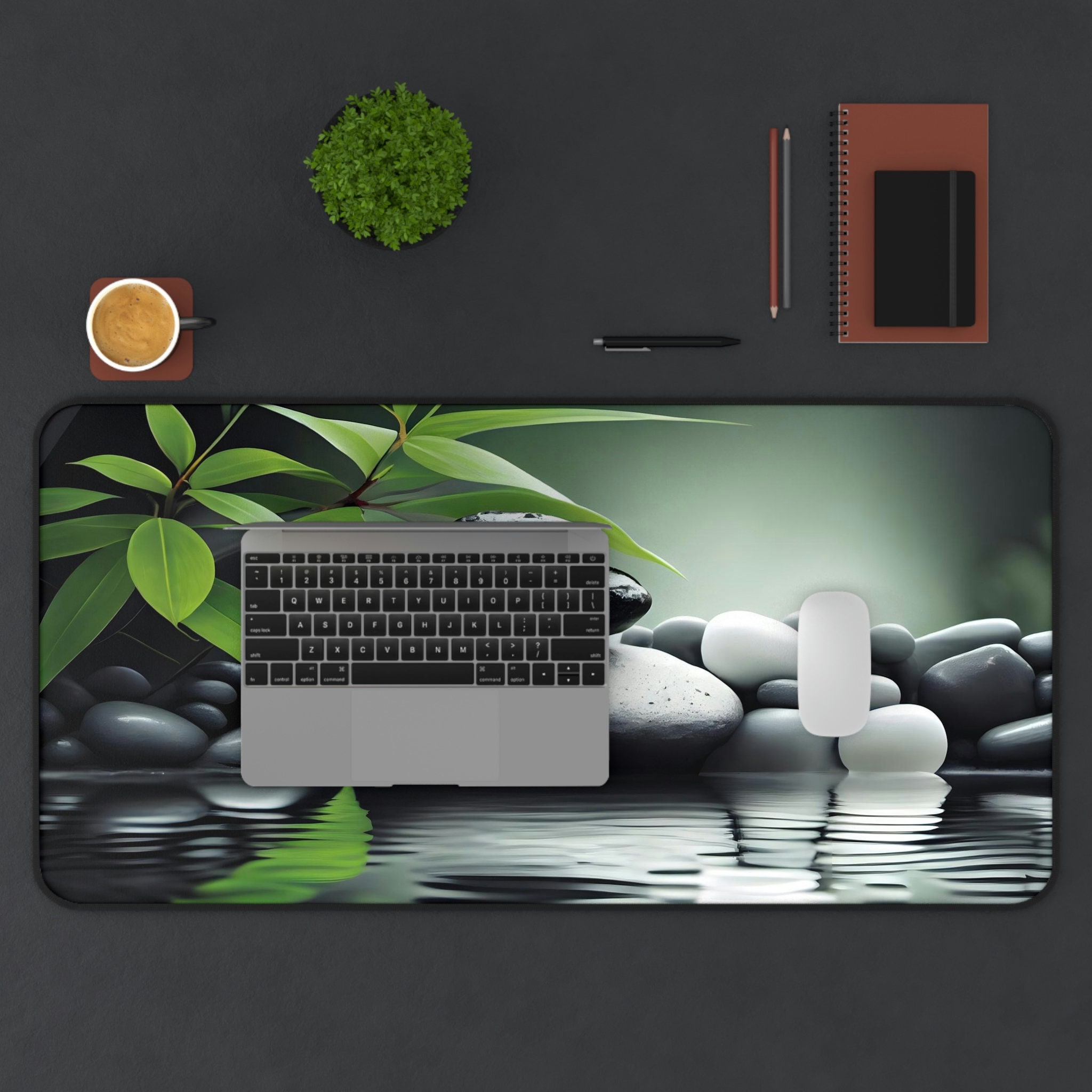Tranquil Zen Pebbles XXL Desk Mat – Calm Your Space with this Zen Desk ...