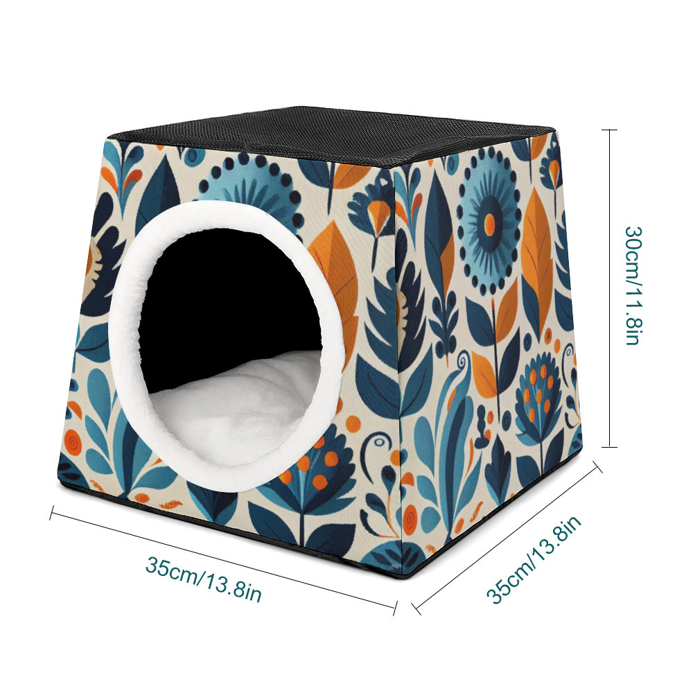 Cozy Scandinavian Patterned Pet Sleeping House, Cat & Small Dog Bed ...