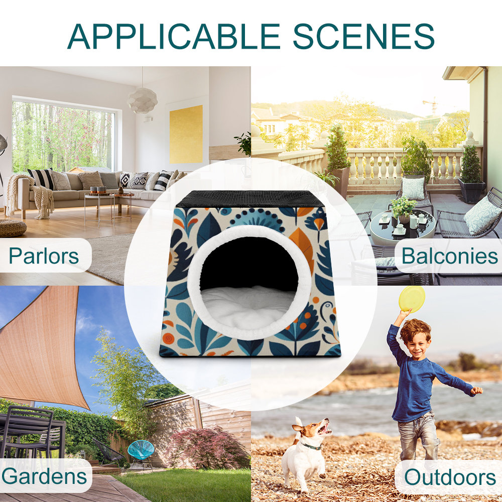 Cozy Scandinavian Patterned Pet Sleeping House, Cat & Small Dog Bed ...