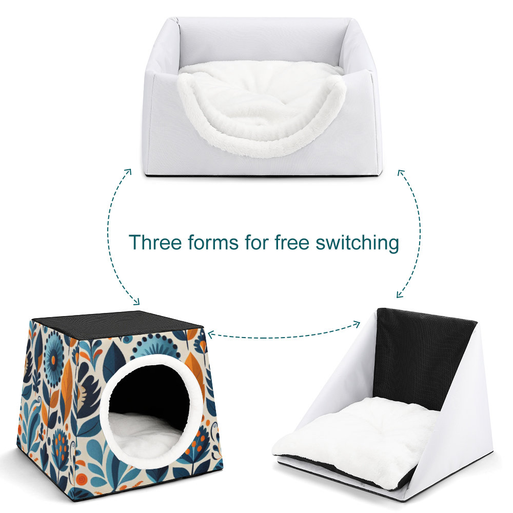 Cozy Scandinavian Patterned Pet Sleeping House, Cat & Small Dog Bed ...