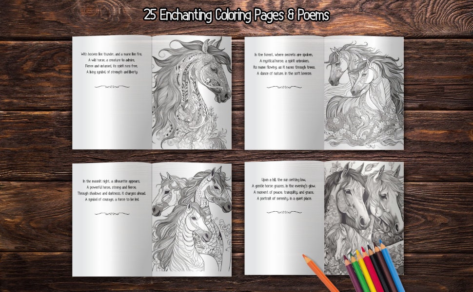 Majestic Horses Poem Coloring Book – 24 Majectis Coloring Pages & Poems ...