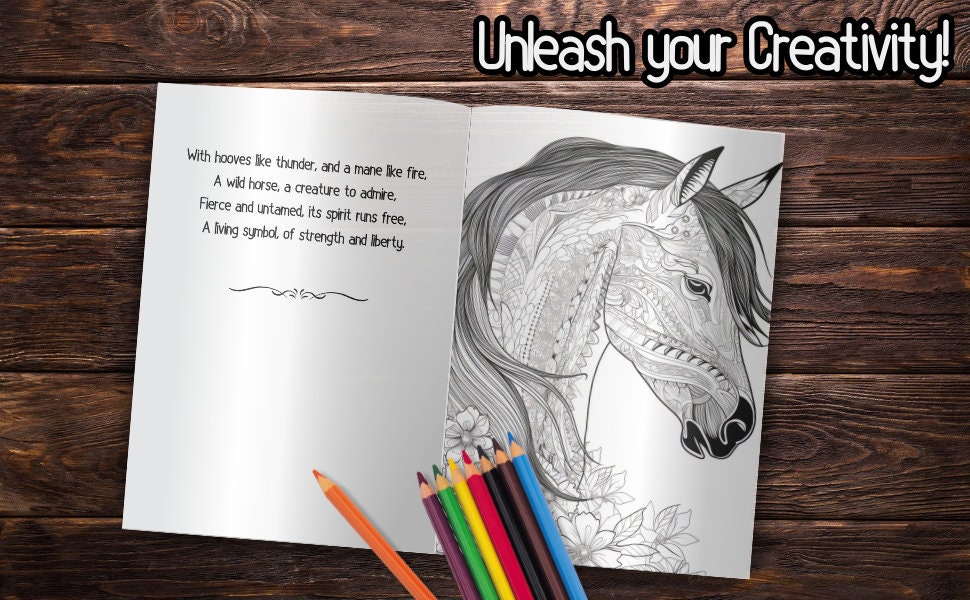 Majestic Horses Poem Coloring Book – 24 Majectis Coloring Pages & Poems ...