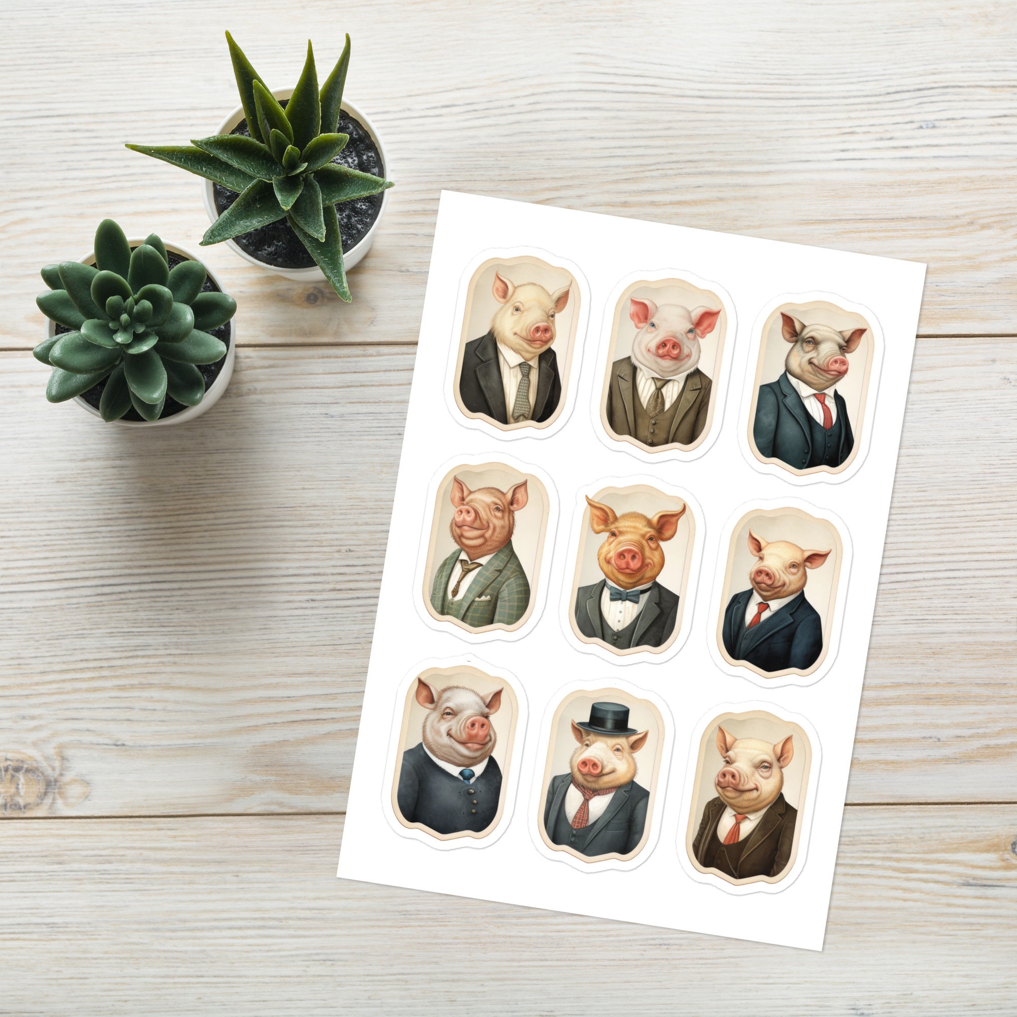 Gentleman Pig Decal Set – Sophisticated Sticker Sheet for Dandy Looks ...