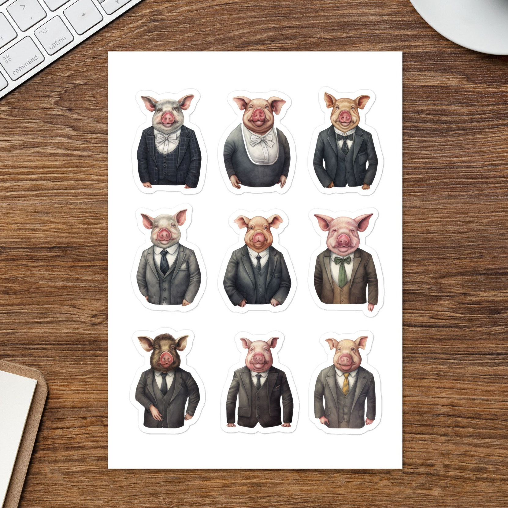 Gentleman Pig Decal Set – Sophisticated Sticker Sheet for Dandy Looks ...