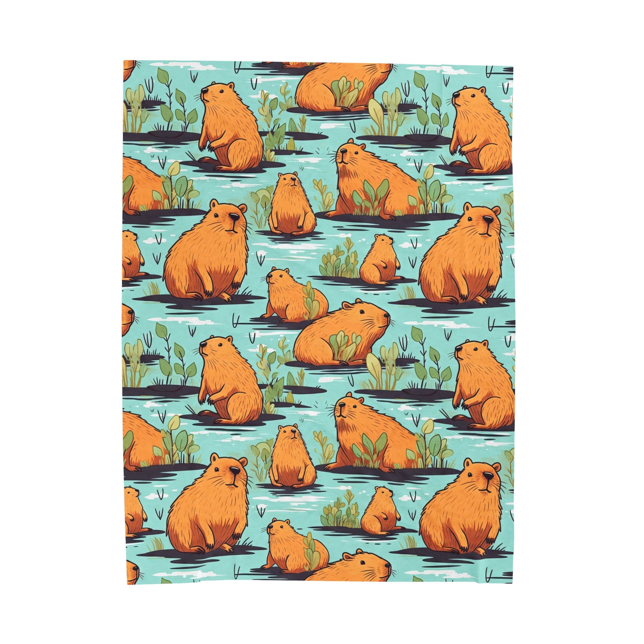 Cuddly Capybara Velveteen Plush Blanket – Ultra-Soft Touch – Available ...
