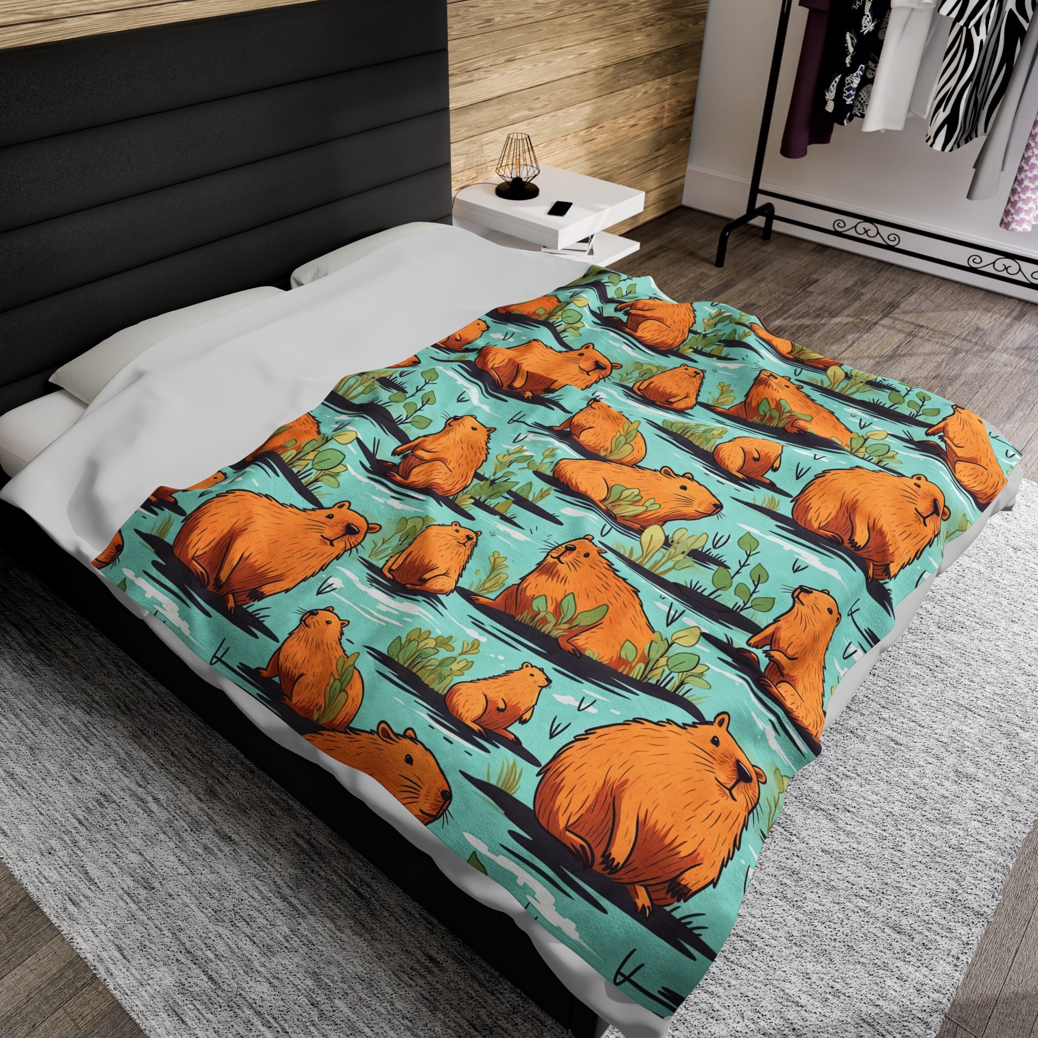 Cuddly Capybara Velveteen Plush Blanket – Ultra-Soft Touch – Available ...