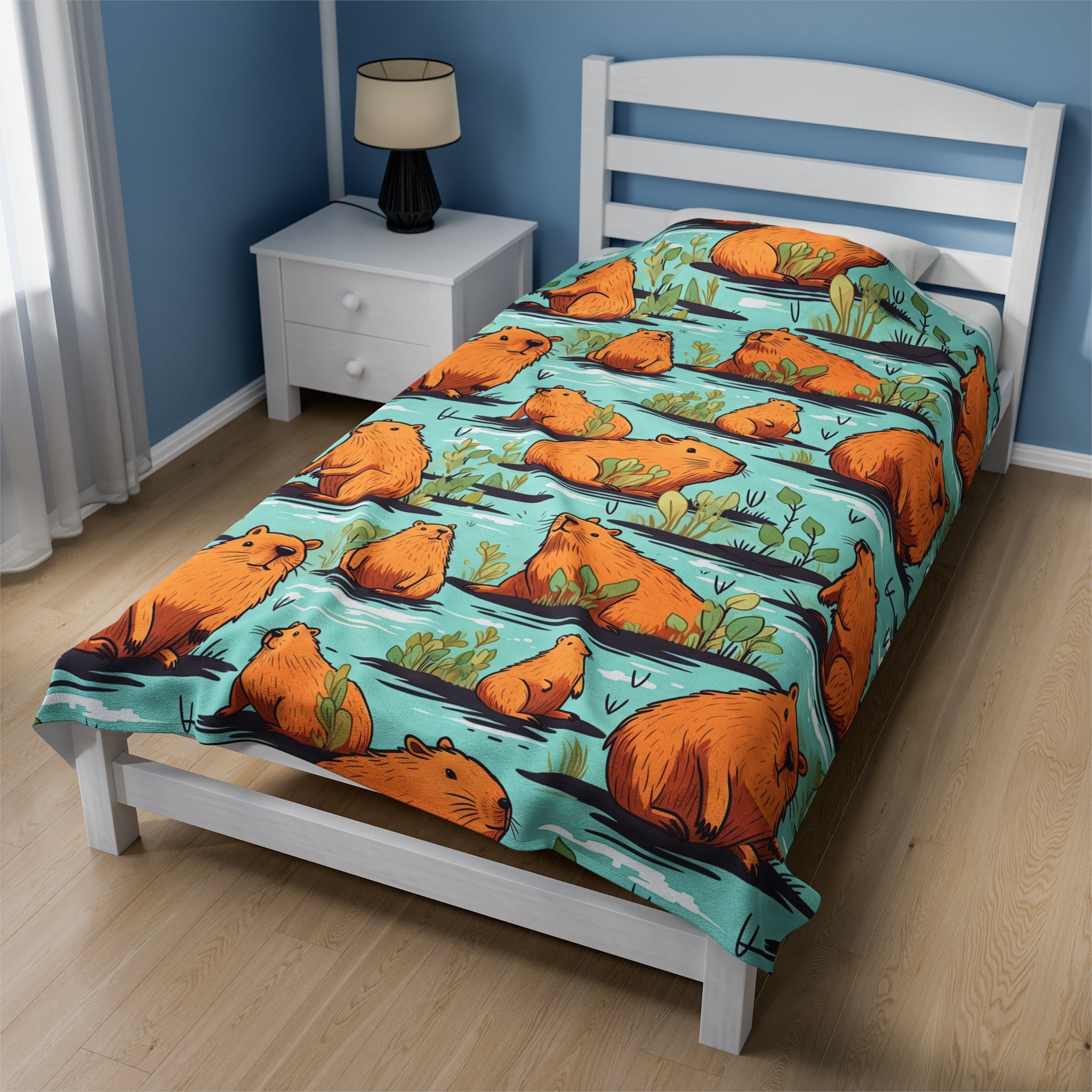 Cuddly Capybara Velveteen Plush Blanket – Ultra-Soft Touch – Available ...