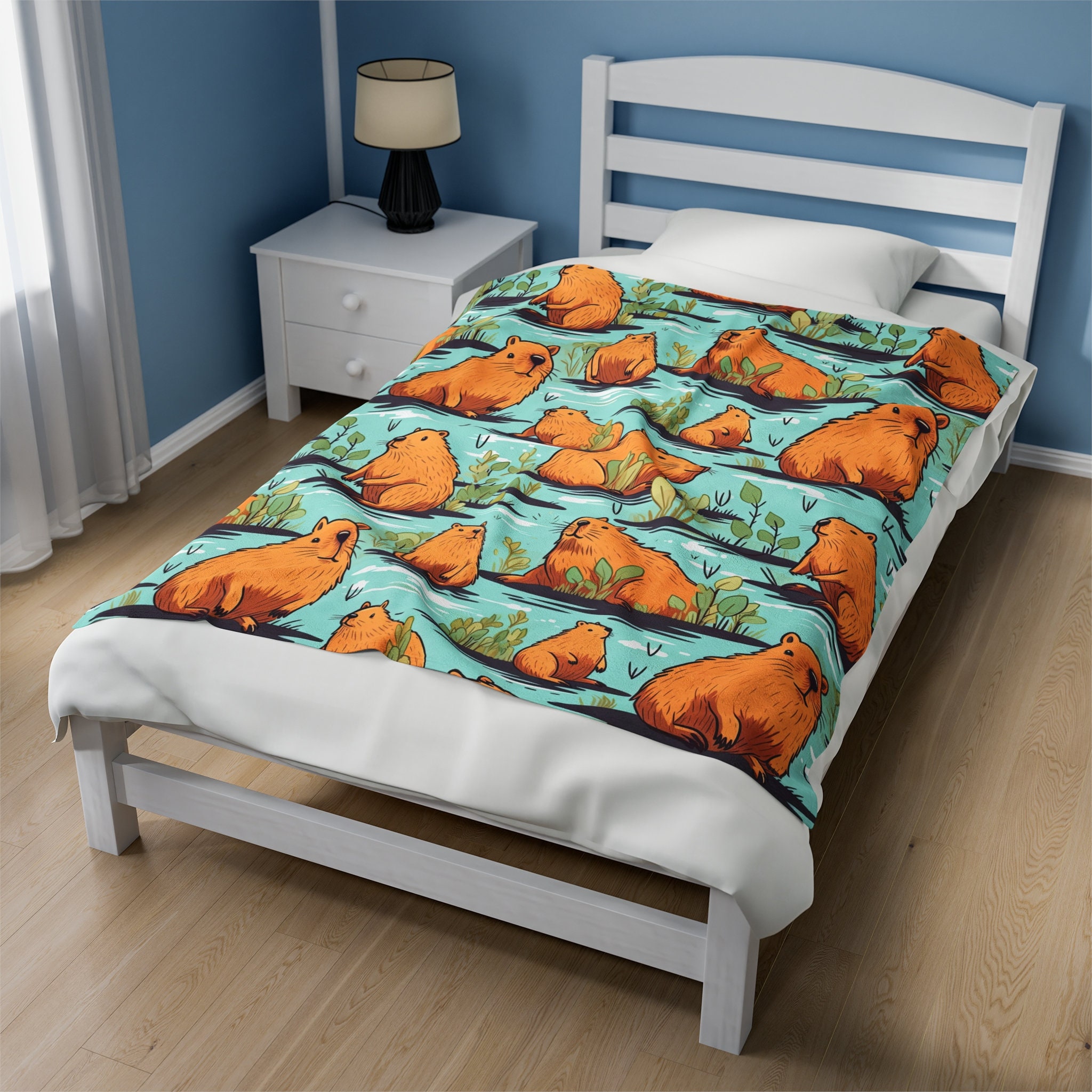 Cuddly Capybara Velveteen Plush Blanket – Ultra-Soft Touch – Available ...