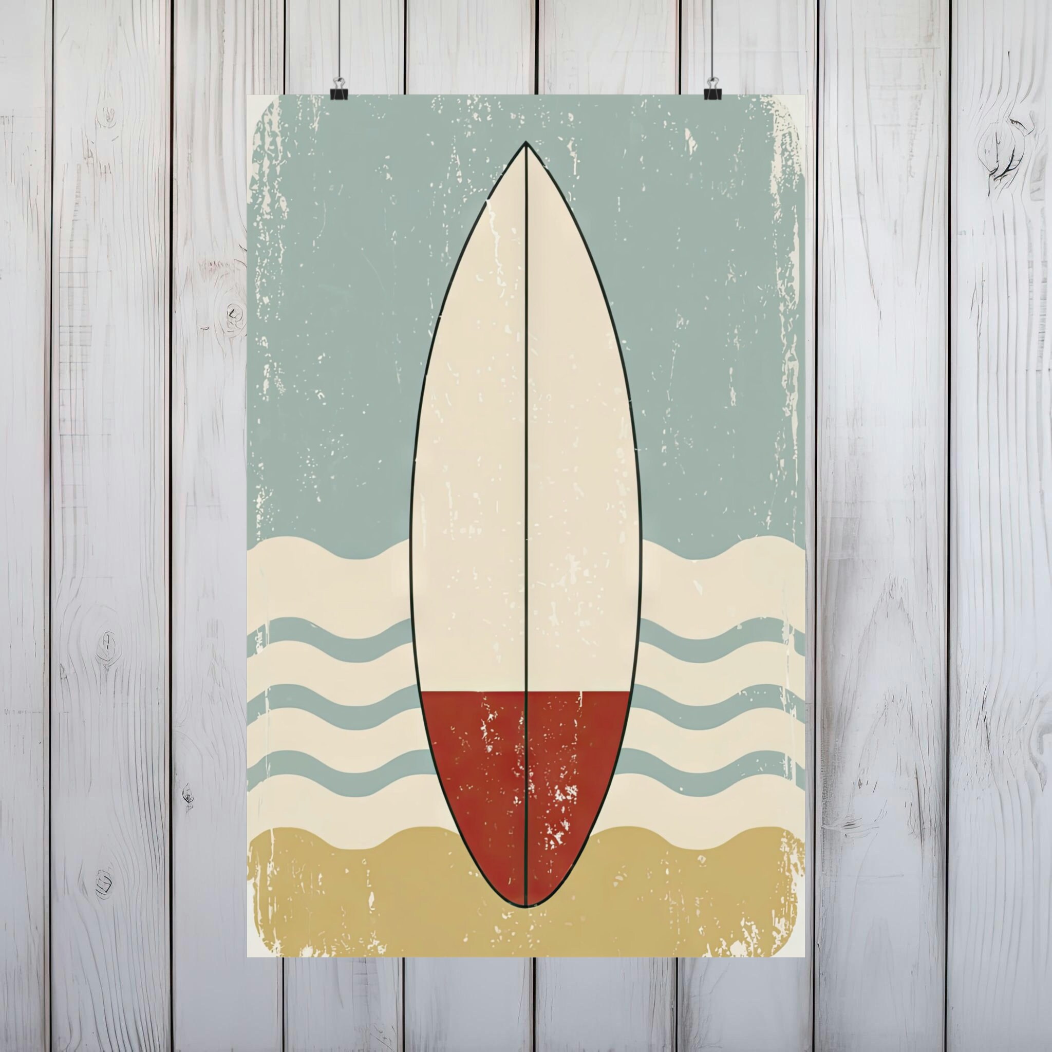 Surfing Spirit Wall Art, Beach Vibes Ocean Poster, Catch the Wave ...