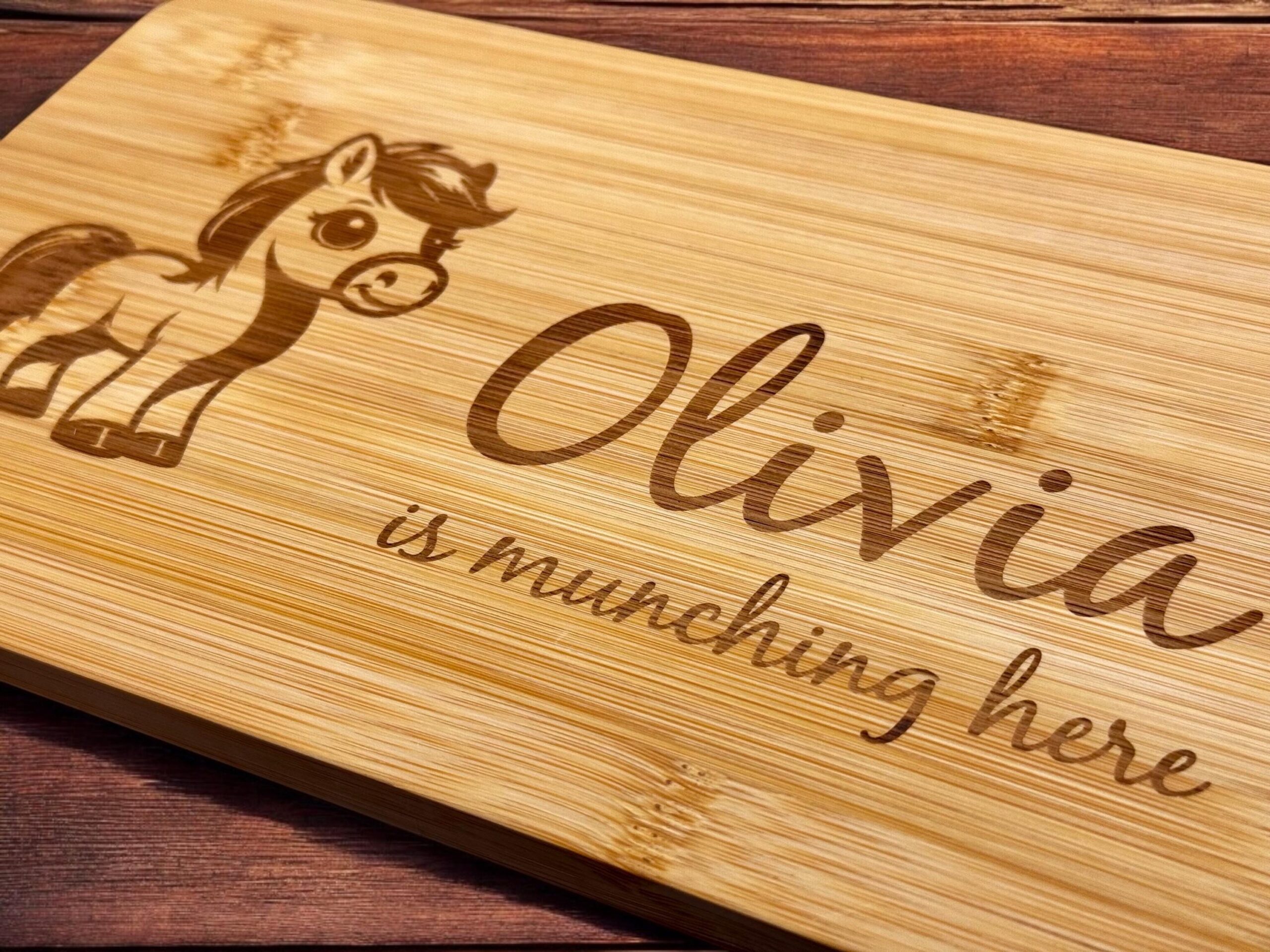 Cute Personalized Kids Breakfast Board – 9×6 Inch Bamboo Wood Kitchen ...